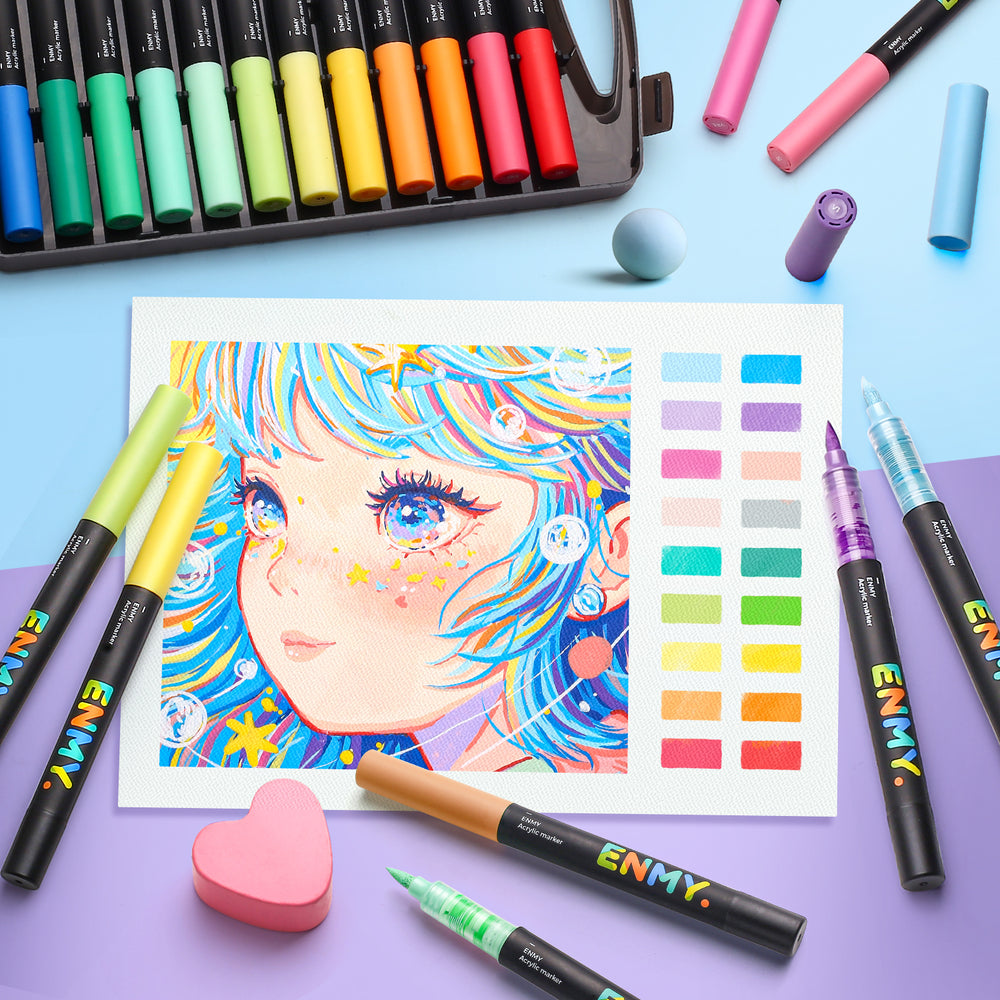 Enmy 80-Color Acrylic Paint Markers Permanent, Fast-Drying for Rock, C ...
